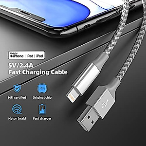 Bkayp iPhone Charger,3Pack 10FT [MFi Certified] Lightning Cable Lightning to USB Compatible iPhone 12/11 Pro/11/XS MAX/XR/8/7/6s/6/plus,iPad Pro/Air/Mini - GreyWhite