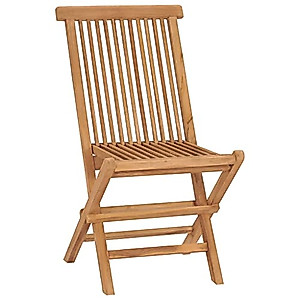 vidaXL 4X Solid Teak Wood Folding Patio Chairs Outdoor Garden Terrace Yard Wooden Seat Sitting Foldable Dining Dinner Chair Furniture