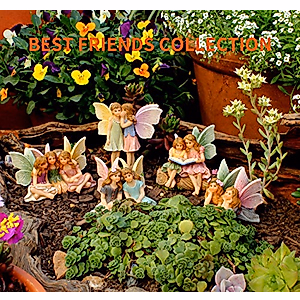 PRETMANNS Fairies for Fairy Garden - Garden Fairy Figurines - Garden Fairies for a Miniature Fairy Garden - Adorable Sitting Fairy Garden Fairies - 1 Piece Sister Fairies