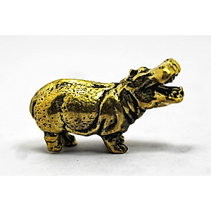 Hippopotamus Brass Collectible Hippo Figurine Handmade Art Miniature
