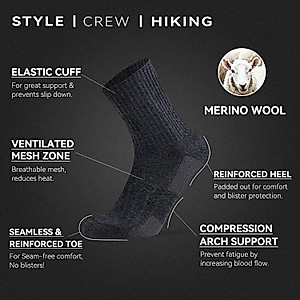 Socks Daze Women 's Heavy Wool Boot Crew Socks for Cold Weather, Mens Youth Winter Hot Warm Comfort Full Cushioned Ultra Soft Thick Socks, Medium, 4 Pairs Dark Grey