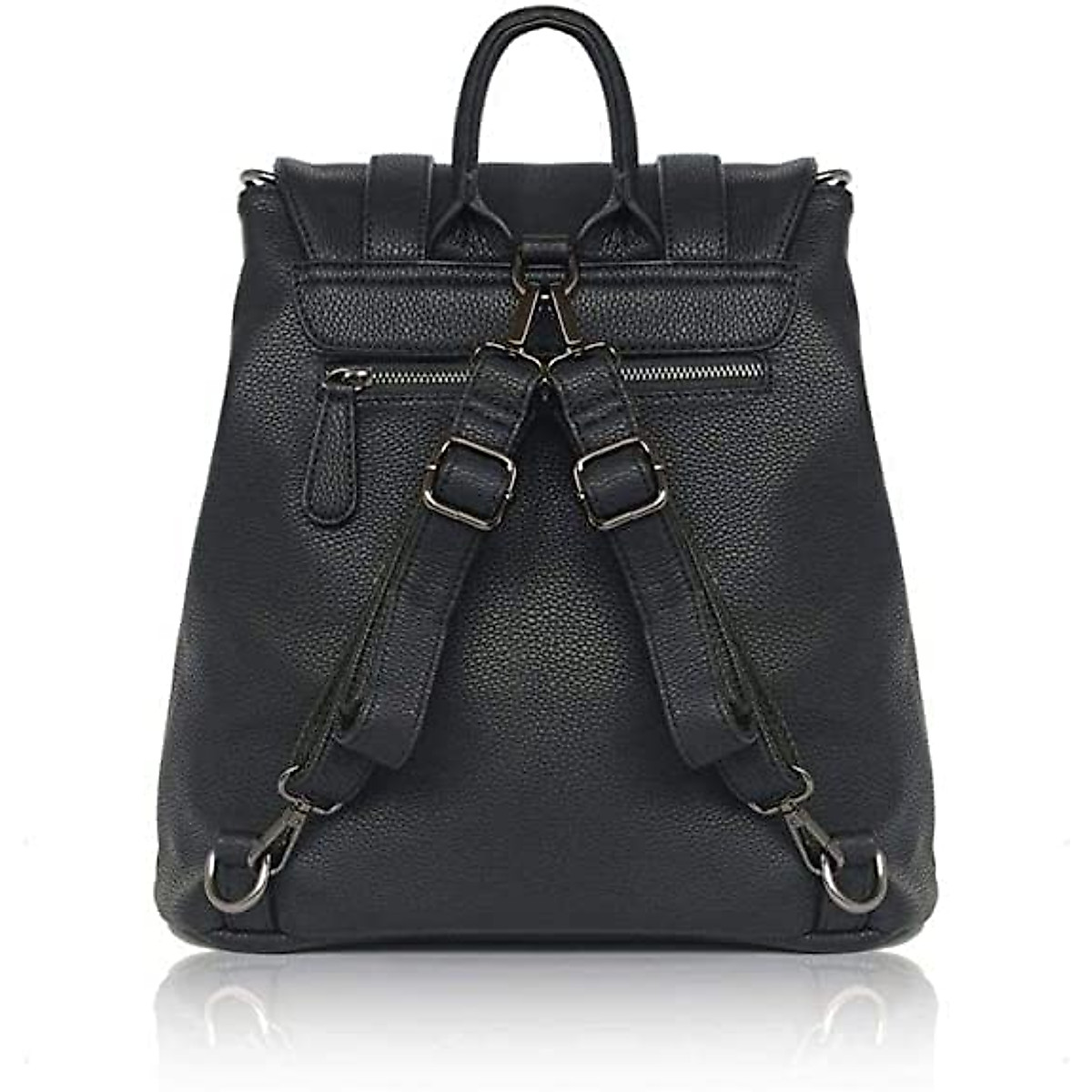 LaBante Leather Designer Backpack Rucksack Shoulder Travel Bag for Women with Adjustable Strap Peta Approved Vegan Sustainable- Black, Agnes