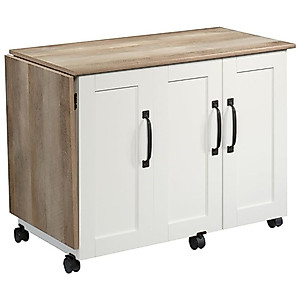 BOWERY HILL Contemporary Engineered Wood Sewing Craft Table in Soft White