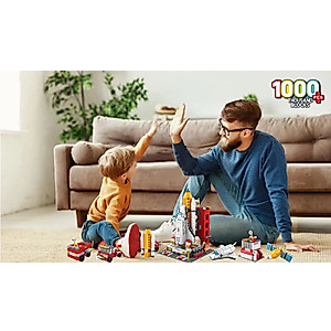 JIADEL 1000Pcs Space Exploration Shuttle Toys with Launch Control Center, 6-in-1 STEM Aerospace Building Kit Toy with Heavy Transport Rocket and Launcher Best Gifts for 6-12 Year Old Boys