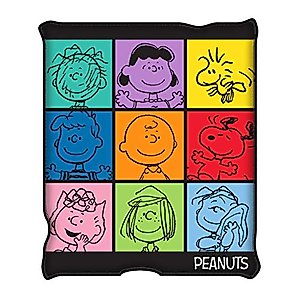 Silver Buffalo Peanuts Multicolor Character Grid 45 x 60 Inch Fleece Throw Blanket