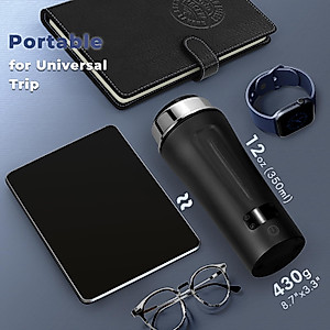 Portable Electric Kettle for Travel 110-240V Auto, Portable Kettle with LCD Display, 4 Temperature Settings, 4 Colors LED, 350ML & 304 Stainless Steel