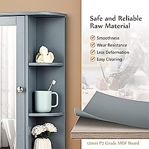 LOKO Bathroom Medicine Cabinet with Mirror, Bathroom Mirror Cabinet with 6-Position Adjustable Shelf, Bathroom Wall Cabinet with Single Mirror Door, 23.5 x 6.5 x 28 inches (Grey)