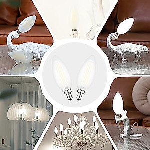 CRLight 6W 4000K LED Candelabra Bulb Daylight White, 60W Equivalent 600 LM Dimmable E12 LED Candle Bulbs, Lengthened & Enlarged B17 Frosted Torpedo Shape Chandelier Light Bulbs, 8 Pack