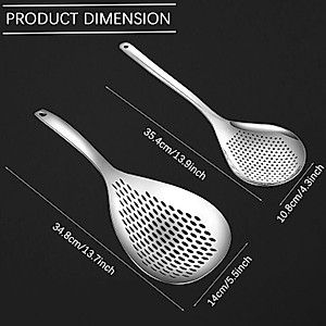 2 Pack Skimmer Slotted Spoon Stainless Steel Strainer Spoon Skimmer Ladle Skimmer Spoon Set Spider Strainer Colander Metal Slotted Spoon Spider Kitchen Utensil for Kitchen Cooking Draining and Frying