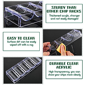 Yulejo 10 Pieces Poker Chip Trays Acrylic Poker Chip Rack Poker Chip Holder Poker Chip Cases for Casino Game