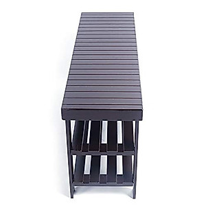 Kcelarec Sturdy Shoe Rack Bench, 3-Tier Bamboo Shoe Organizer Storage Shelf, Holds Up to 550 Lbs, Ideal for Entryway Bathroom Living Corridor (Coffee)