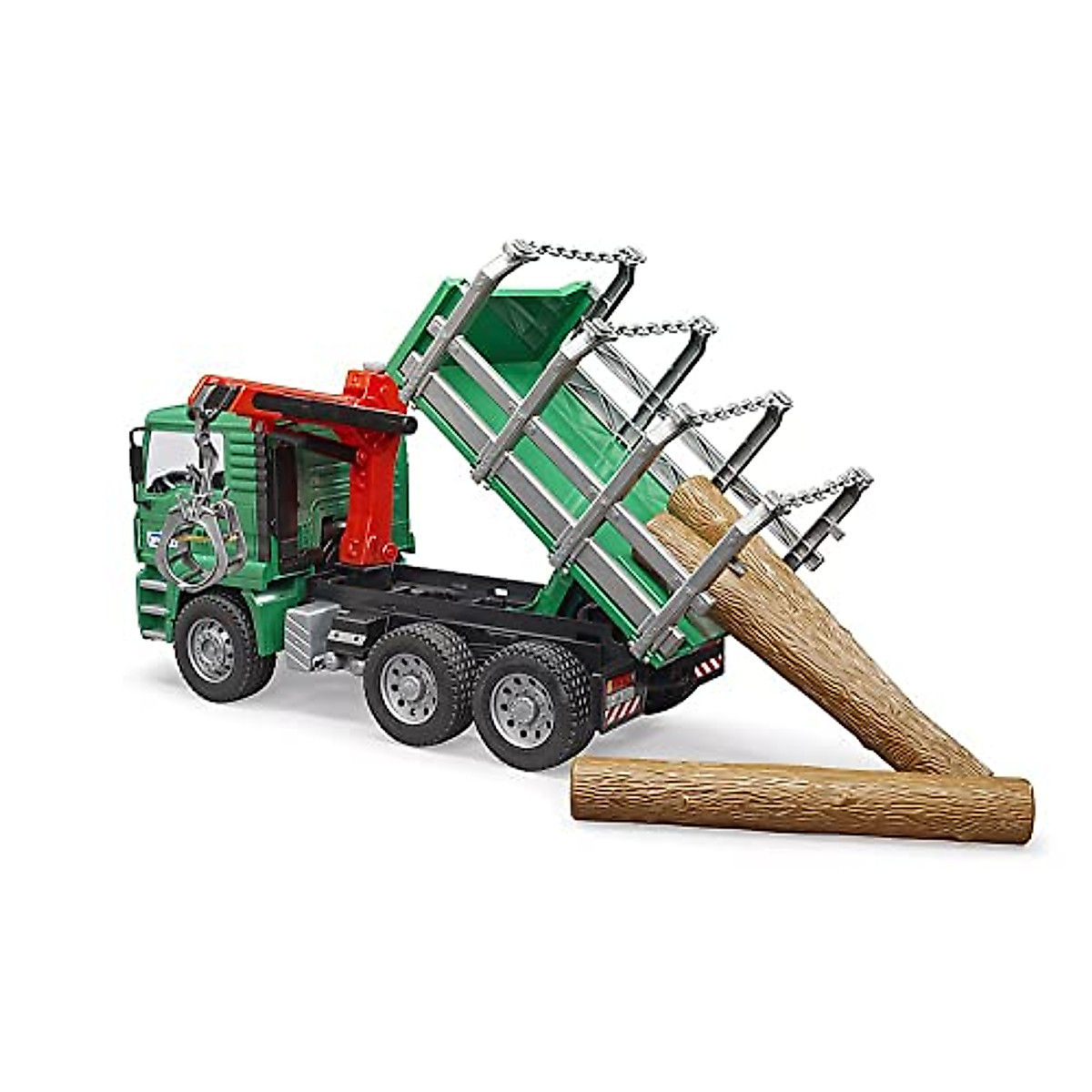 Bruder Toys - Forestry MAN Timber Truck with Fully Functioning Loading Crane, Tilting Loading Bed, and 3 Loadable Trunks - Ages 4+