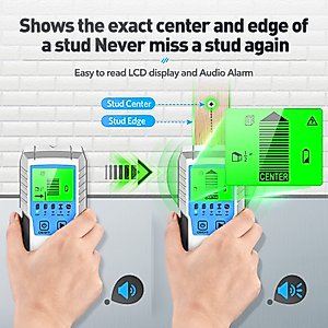 Stud Finder Wall Scanner Detector - Upgrade 5 in 1 Electronic Stud Sensor Wall Wood Metal Stud Sensor Pipe Joist Beam Finders Accurate Edge Center Finder for Wood Beams AC Wires Metal Detection