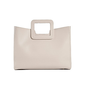 TIJN Square Handle Tote Bag for Women Fashion Purses Handbags Vegan Leather Crossbody Shoulder Bags for Women(Flann)