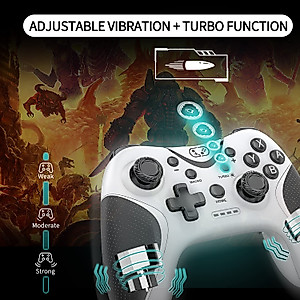 Upgraded Switch Pro Controller, Wireless Switch Controller for Switch/Lite/OLED, Pro Controller Switch Support Macro/Turbo/Wake-up Function, Switch Wireless Controller with Non-slip Grips (White and Black)