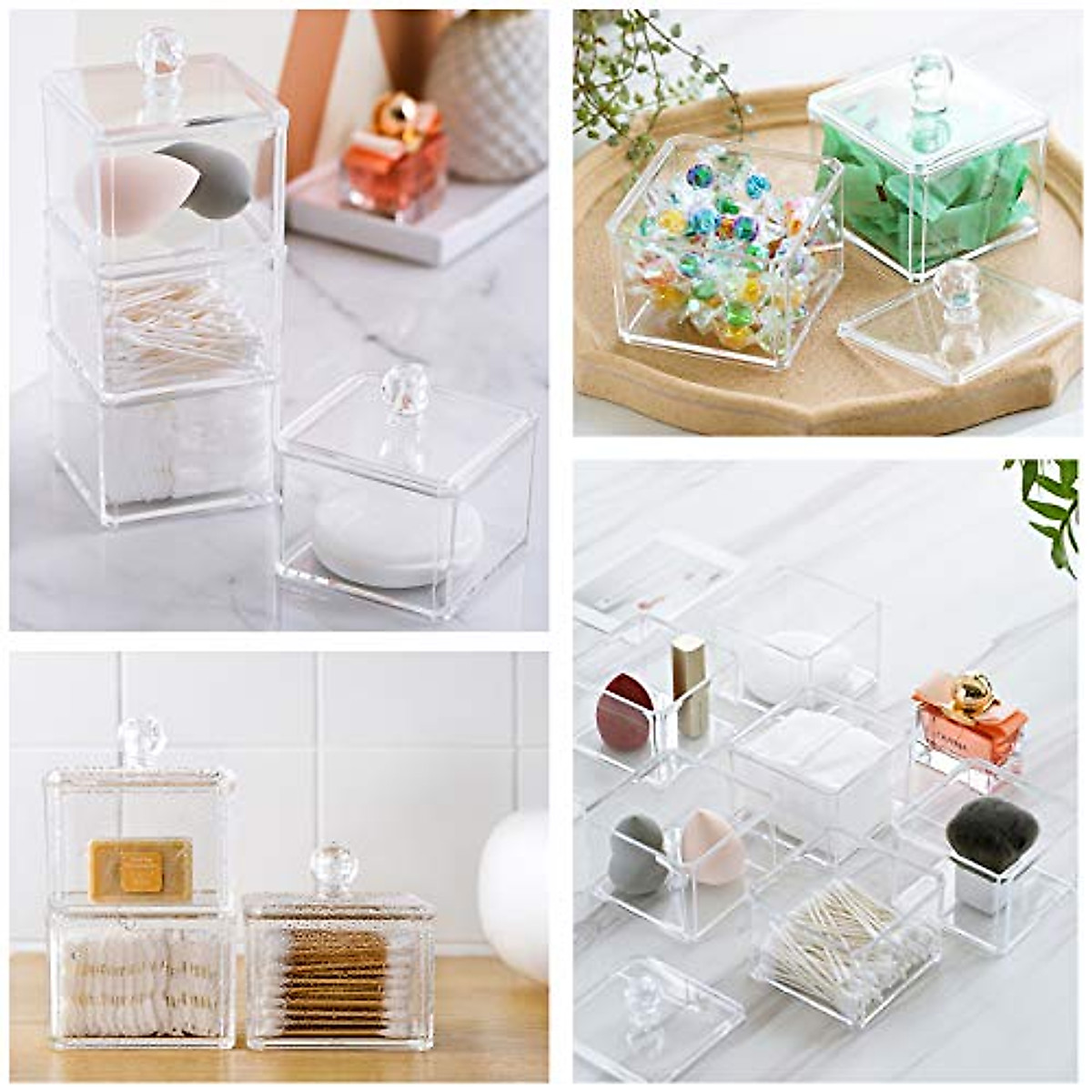 2 Pack Clear Hair Accessory Storage Containers Acrylic Hair Accessories Holder Organizer Hair Tie Container Jar Stackable Hair Clip Container Organizer Jewelry Hairband Holder Box Organizer with Lids