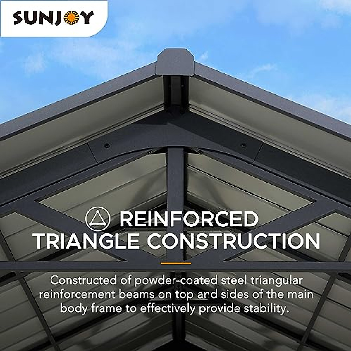 Sunjoy Carport 12 ft. x 20 ft. Outdoor Gazebo Heavy Duty Garage Car Shelter with Powder-Coated Steel Roof and Frame by AutoCove, Gray and Dark Gray