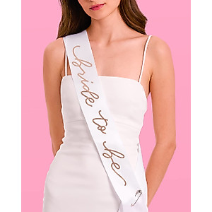 xo, Fetti Bride to Be Sash | Bachelorette Party Decorations White + Rose Gold, Bridal Shower Gift, Bridesmaid Favors