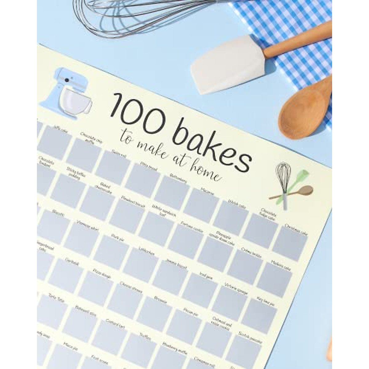 100 Bakes Scratch Off Poster | Baking Bucket List | Recipe Links Included | A3