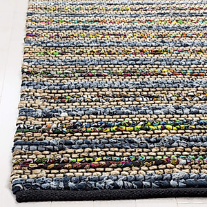 SAFAVIEH Cape Cod Collection Runner Rug - 2'3" x 12', Blue & Multi, Handmade Flat Weave Braided Stripe Cotton & Jute, Ideal for High Traffic Areas in Living Room, Bedroom (CAP361A)
