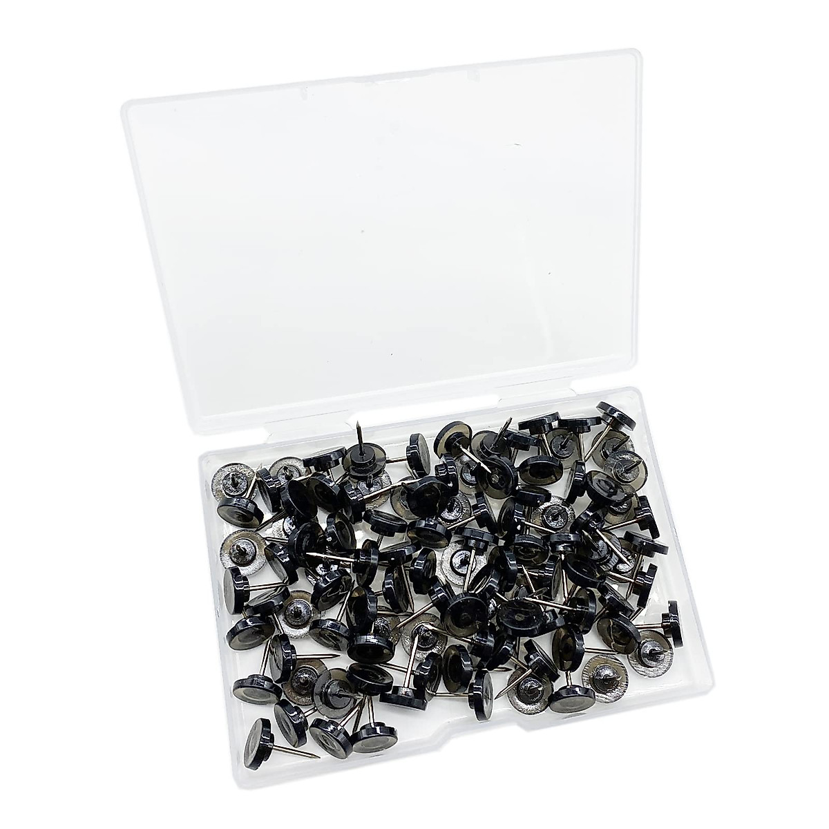 FITULABO 100 Pieces Plastic Push Pins, Plastic Head Steel Point Thumb Tacks for Wall, Cork Bulletin Board Tacks for Map, Calendar, Poster, Photo, Paper Craft, Document (Transparent)