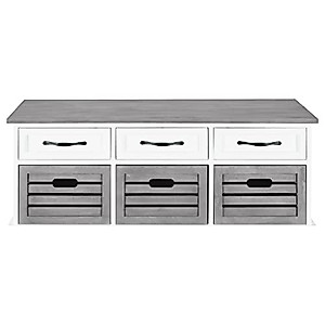 Coaster Home Furnishings Alma 3-Drawer Storage Bench White and Weathered Grey
