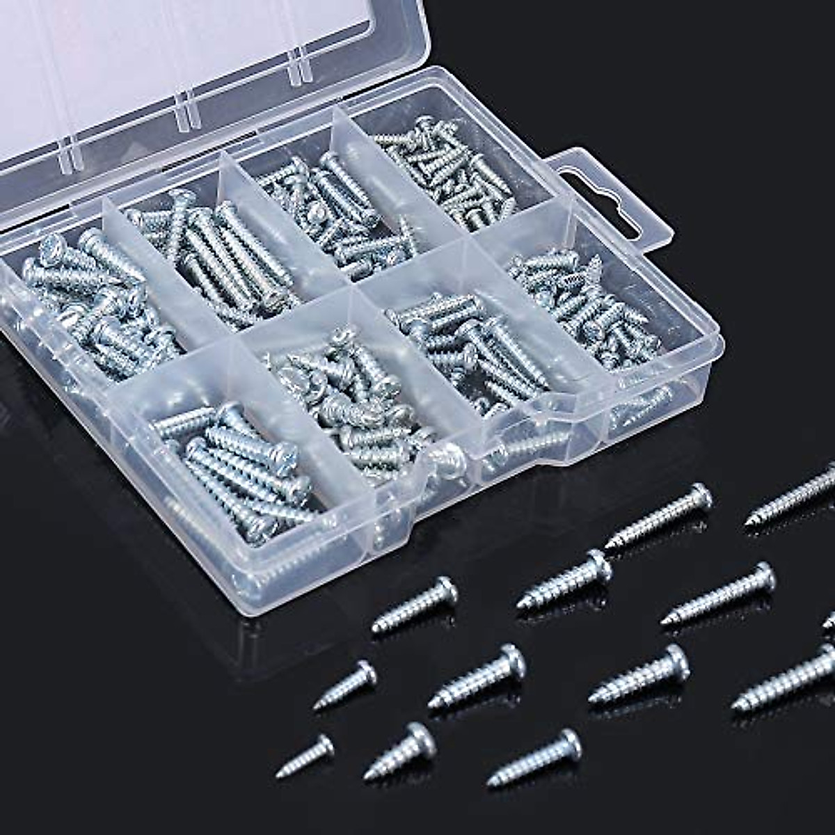 FARRAY Wood Screws, 224pcs Wood Screws Assortment Kit, Galvanized Carbon Steel Phillips Screw Set, Round Head Screws, Assorted Screws, Assorted Wood Screws, Screw Set Assortment, Self Tapping Screws