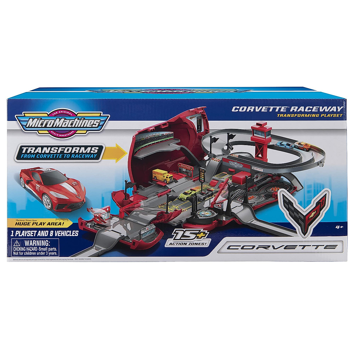 Micro Machines Corvette Raceway Transforming Corvette into Raceway Playset - Toy Cars for Kids and Collectors - Collect Them All - Amazon Exclusive