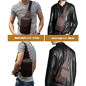 EVERDOSS Sling Backpack Leather Chest Pack Crossbody Travel Hiking Bag