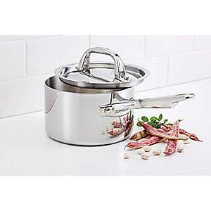Anolon Advanced Stainless Steel Triply Sauce Pan/Saucepan with Lid, 2 Quart, Silver