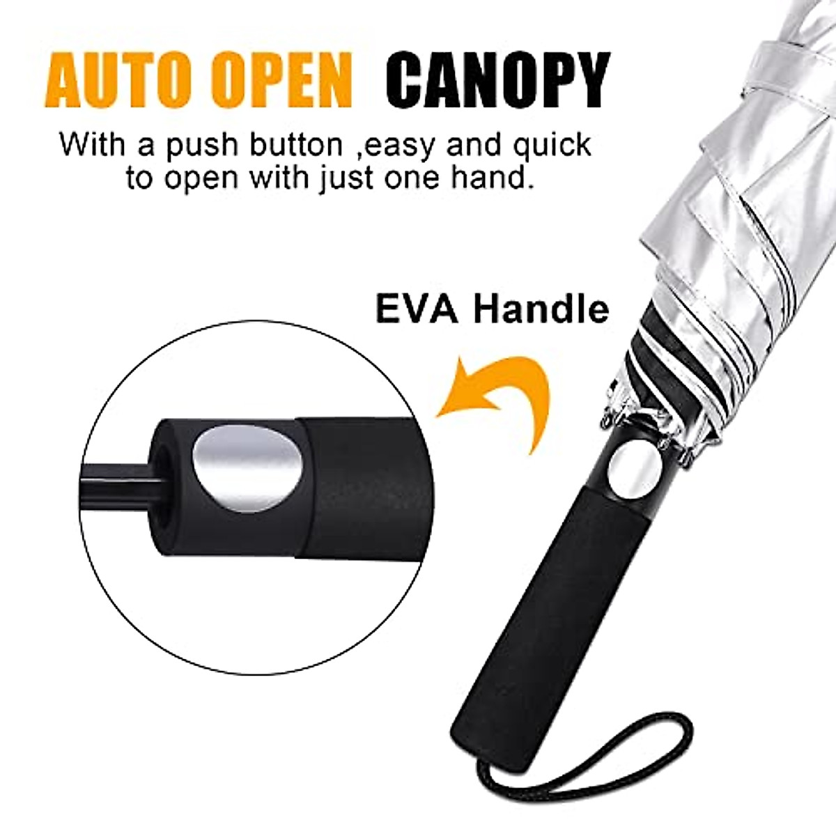 G4Free 62 Inch Portable UV Protection Large Golf Umbrella Automatic Open Double Canopy Big Sun Umbrella Windproof Oversize Sports Umbrellas(Silver/Black)