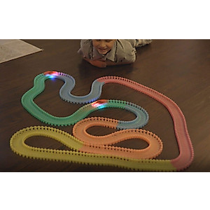 Mindscope Twister Tracks Micro Neon Glow in The Dark 11 feet Flexible Assembly Track Emergency Series Rechargeable car