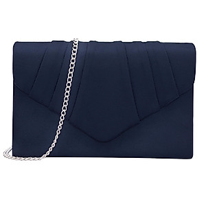 Milisente Clutch Purses For Women Suede Pleated Evening Bag Bridal Evening Clutch Bag (Navy)