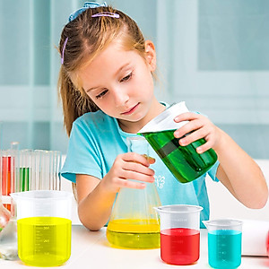 Coopay 12 PCS Plastic Beakers Plastic Graduated Cups Clear Multipurpose Measuring Cups Epoxy Mixing Cups, Liquid Container Beakers in 50ml/100ml/200ml/300ml/500ml/1000ml for Resin, Epoxy, Mixing Paint