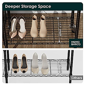 Memobarco Clothing-Rack, Heavy Duty Rolling Clothes-Rack, 4 Tiers Wire Shelving Garment Rack with 3 Hanging Rods & 2 Storage Drawers, Freestanding Portable Closet Wardrobe Clothes Organizer, Black