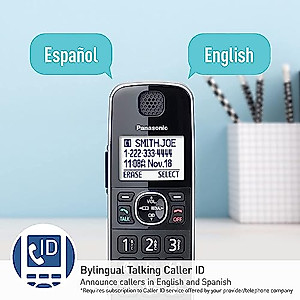 Panasonic Link2Cell Bluetooth DECT 6.0 Expandable Cordless Phone System with Answering Machine and Enhanced Noise Reduction - 5 Handsets - KX-TGE675B (Black)
