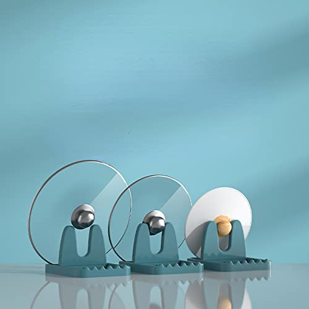 ZEYNSA Household Vertical Collapsible Pot lid Rack Plastic Desktop Multifunctional Kitchen Shelf Spoon Spatula Storage Rack Yellow