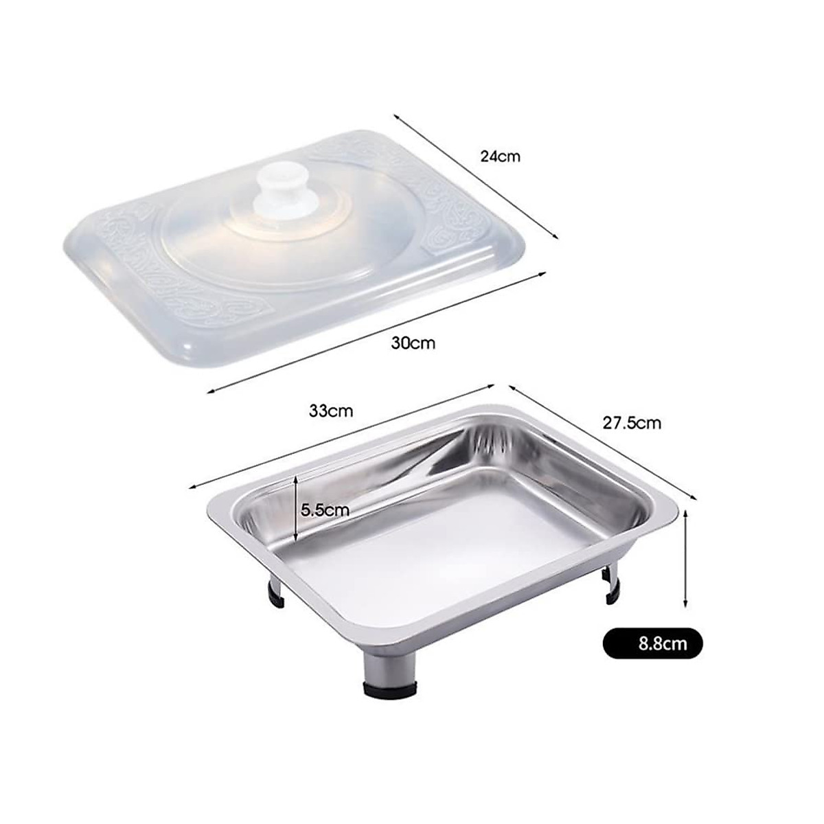 DOITOOL 1 Set Four-Legged Fish Grill Square Buffet Tray Buffet Plate Stainless Steel Food Tray Versatile Food Plate Food Holding Plate Buffet Supply Restaurant Accessory Square Food Plate
