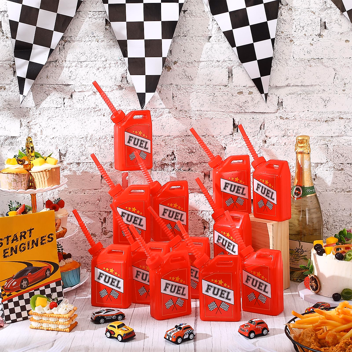 Mifoci 12 Pack Race Car Cups Set 11 oz Car Drinking Cups with Straw Race Car Birthday Party Supplies Party Decorations for Boys Kids Racing Car Theme Birthday Party Supplies