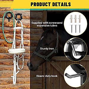 YUNFUTILEI Horse Tack Horse Bridle Rack Bridle Hooks for Tack Room - Metal Storage Hook for Horse Supplies（4 Counts）