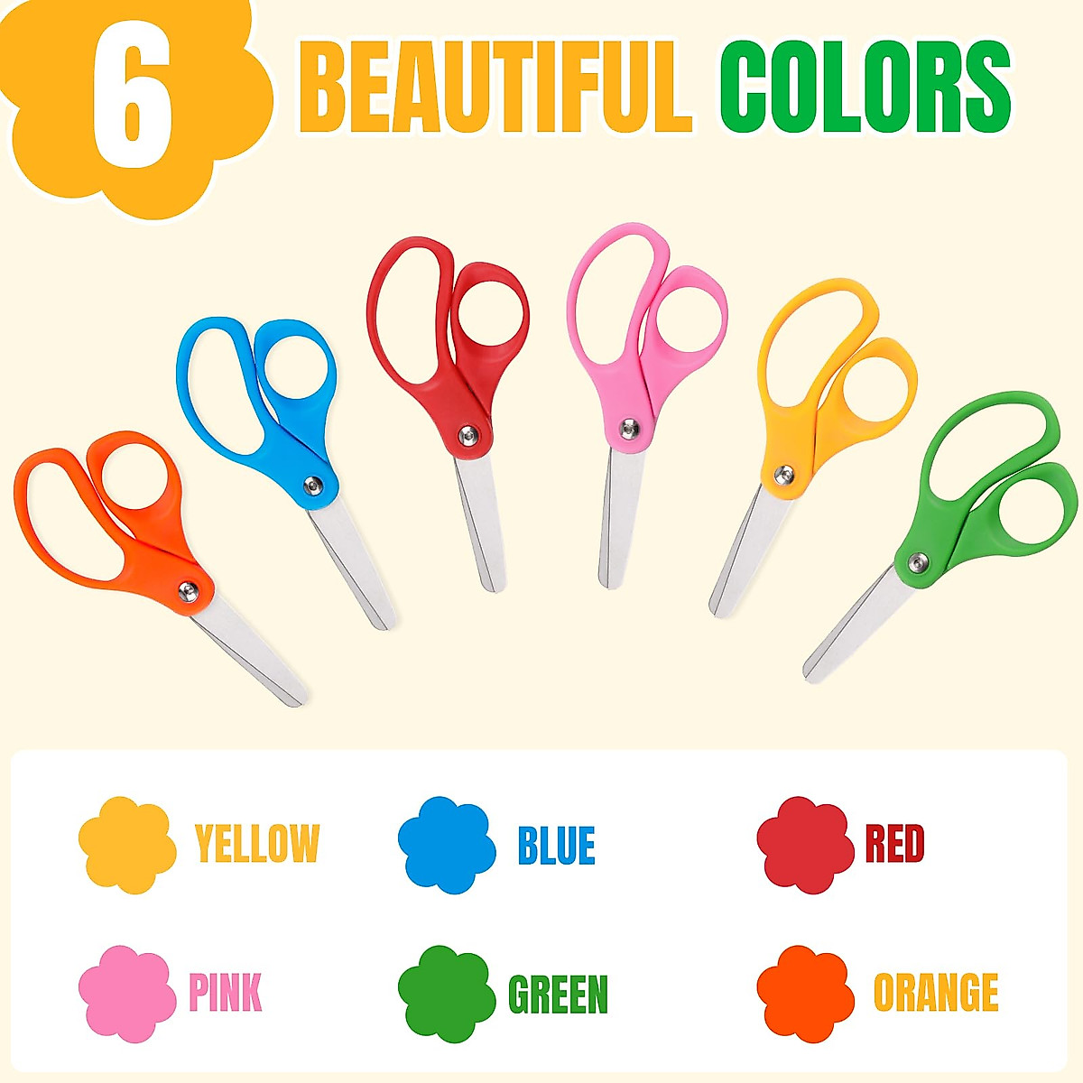 12 Packs Kids Scissors, Scissors for School, Safety Scissors, Blunt Tip Scissors, 5 Inch School Student Blunt Tip Kids Craft Scissors, Safety Comfort Grip for Children Cutting Paper