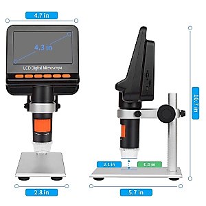 LCD Digital Microscope with Polarizer, HD Output 12MP Digital 1200x Magnification for SMD Soldering Work Jewelers Coins Collection