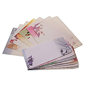 Penta Angel 32 Pcs Vintage Stationery Paper Romantic Love Letter Writing Paper Old Style Poetry Note Card Blank with 16 Cute Retro Envelopes, Stationery Paper and Envelops Set (8 styles)