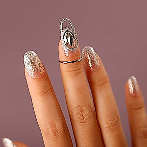 Rumtock Statement Fingernail Ring Punk Finger Tip Manicure 18K Plated Silver Kunckle Ring for Women Girls