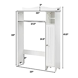 Giantex Over-The-Toilet Storage Rack, Bathroom Freestanding Space Saver with 1-Door Side Storage Cabinet, 2 Open Adjustable Shelves, Anti-Topping Design Towels Organizer Stand White
