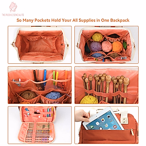 THE ROOKIE SEWCIALITE Crochet Knitting Organizer Waterproof Travel Bag Fashion Backpack for Yarn Storage, Crochet Holder, Knitting Accessories Storage Backpack for Travel
