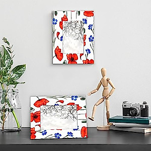 JXDXHCW 5x7 Picture Frame Red Poppy Blue Flower Home Gallery Wall Tabletop Decor with Stand Hanging Hook for Photos Certificate Poster Collage Display-Floral Pattern Frame