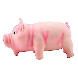 JOROBURO Dog Chew Toy, Durable Cute Pig Grunting Squeak Latex Pet Chew Toys, Pet Soft Teething Rubber Pick Up Sticks Toy for Dog Puppy Dental Care (Pink)