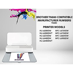 AZ Supplies Compatible Toner Cartridge Replacement for Brother TN880 COMPATIBLE HL-L6200DW HL-L6200DWT HL-L6250DW HL-L6400DW HL-L6400DWT MFC-L6700DW MFC-L6750DW-L6800DW-L6900DW High Yield Black 8Packs