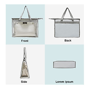 QEQRUG Handbag Storage Bags, 3 Pcs Dust Cover Bag for Hanging Closet, Transparent Purse Storage Organizer Bag with Zipper and Handle for Handbags Anti-dust (Grey)